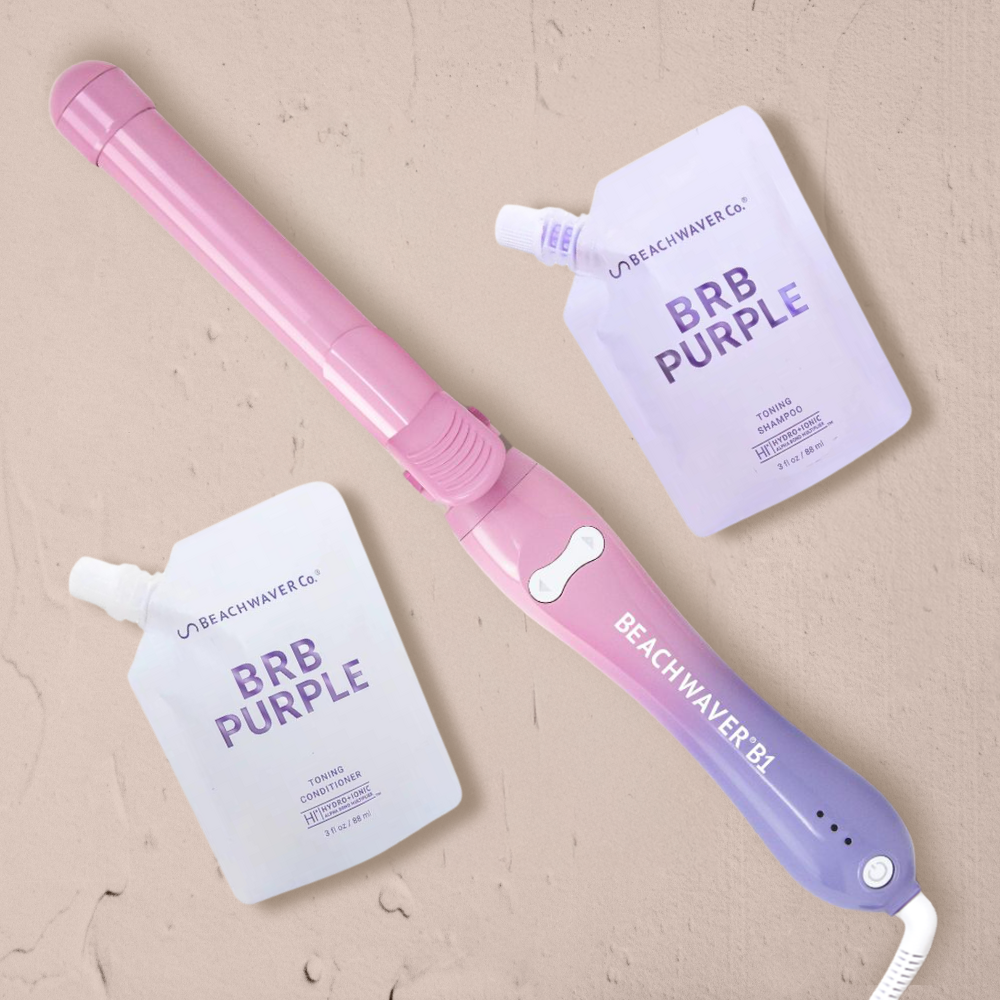 Beachwaver B1 Pink Sunset + BRB Blonde Purple Shampoo & Conditioner ...
